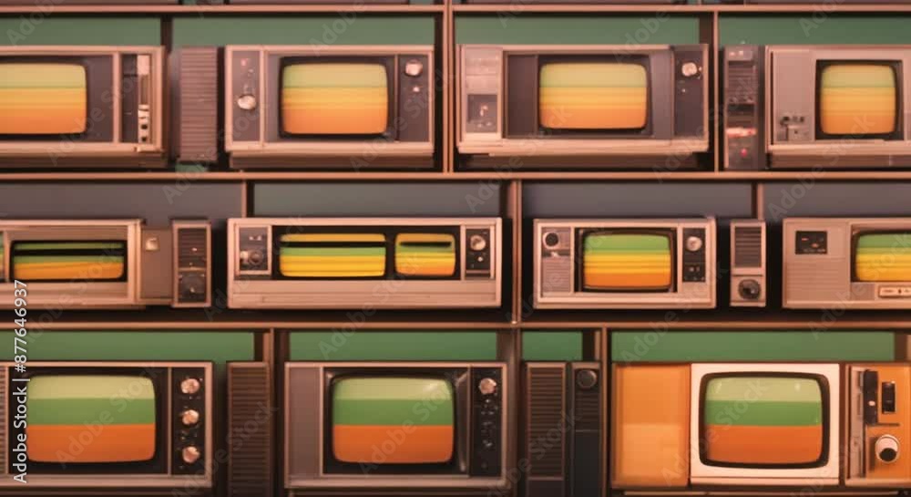 Vintage television screens flickering Close Up Footage of a Retro TV ...