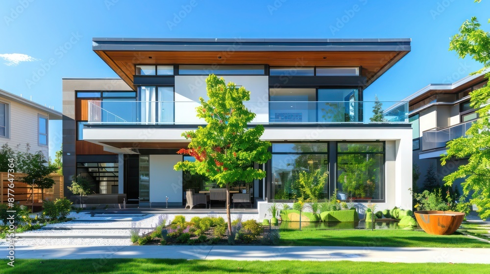 contemporary suburban house with an advanced greywater recycling system ...