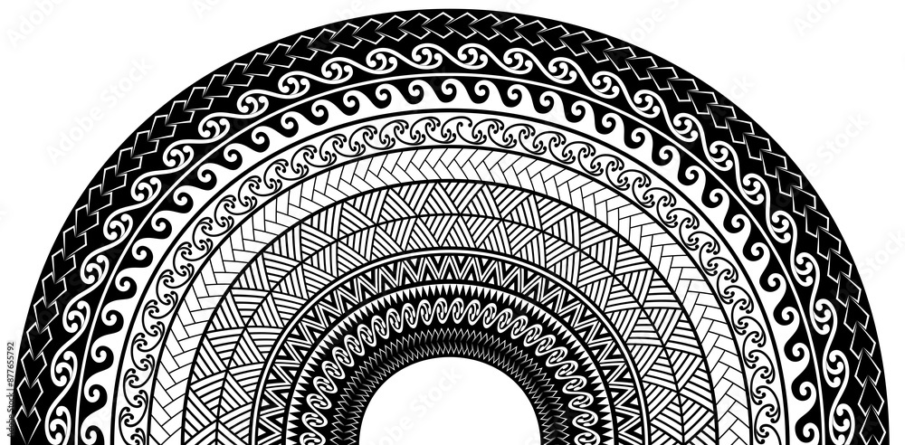 Polynesian Maori traditional pattern design illustration. Perspective ...