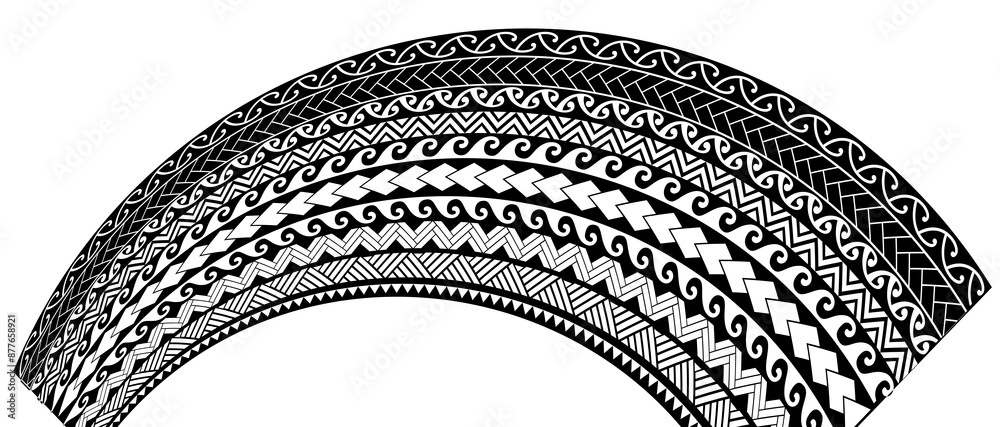 Polynesian Maori traditional pattern design illustration. Perspective ...