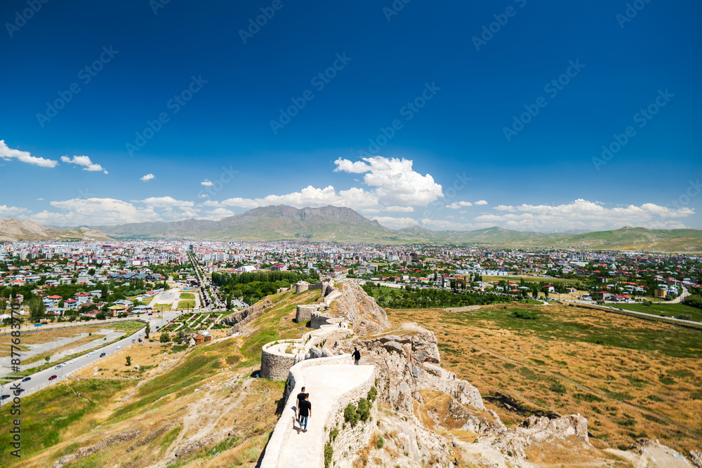 Van castle, or Fortress of Van, scenery in Van, Turkey. The Fortress of ...