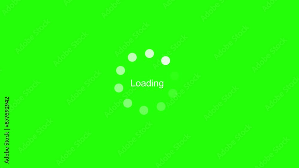 Loading circle icon animation on green screen background. Loading white dots circle animation on ...