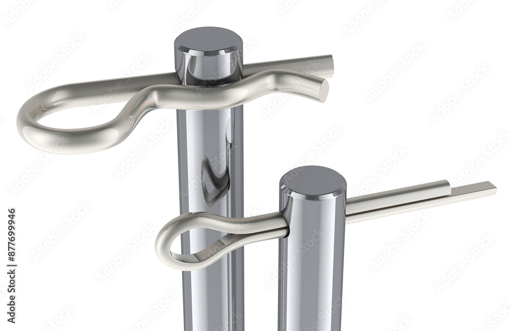 Clevis Pins with Cotter Pin and R Type Cotter Pin. 3D rendering isolated on transparent ...