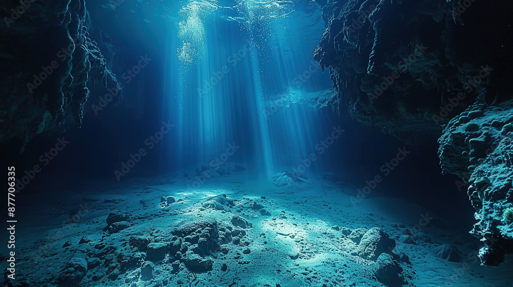 A rare underwater view of the Mariana Trench in the Pacific Ocean, in a ...