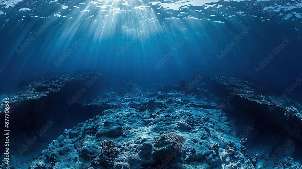 A rare underwater view of the Mariana Trench in the Pacific Ocean, in a ...