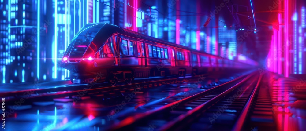An enchanted train powered by an ethereal force glides silently above a ...