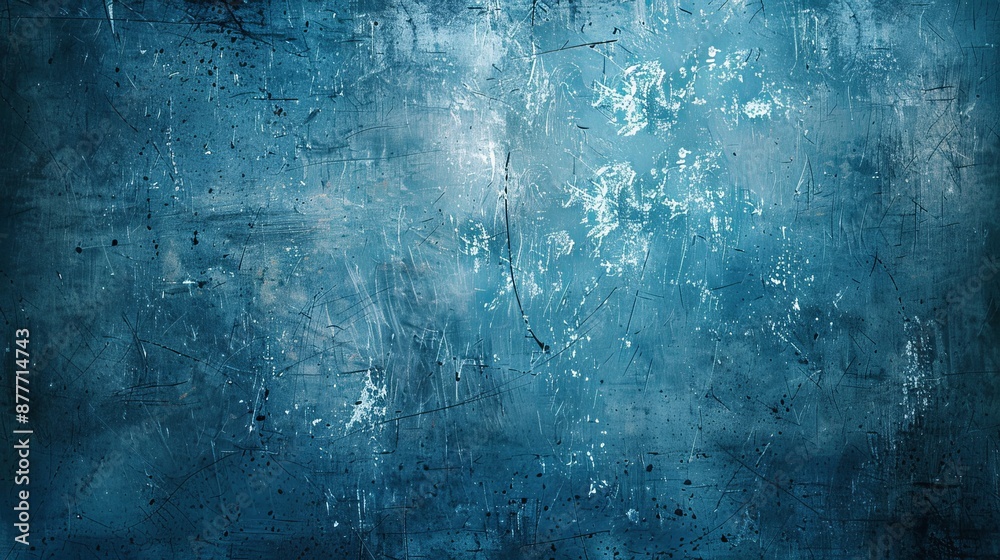 This abstract image showcases a scratched blue background with various ...