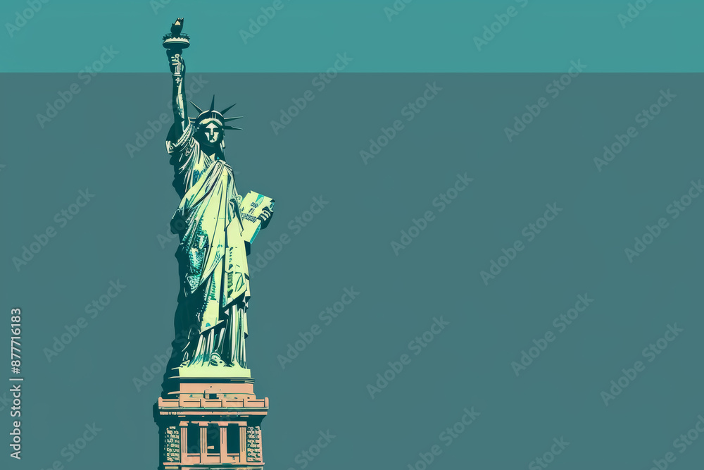 stylized illustration of the Statue of Liberty, iconic and patriotic ...