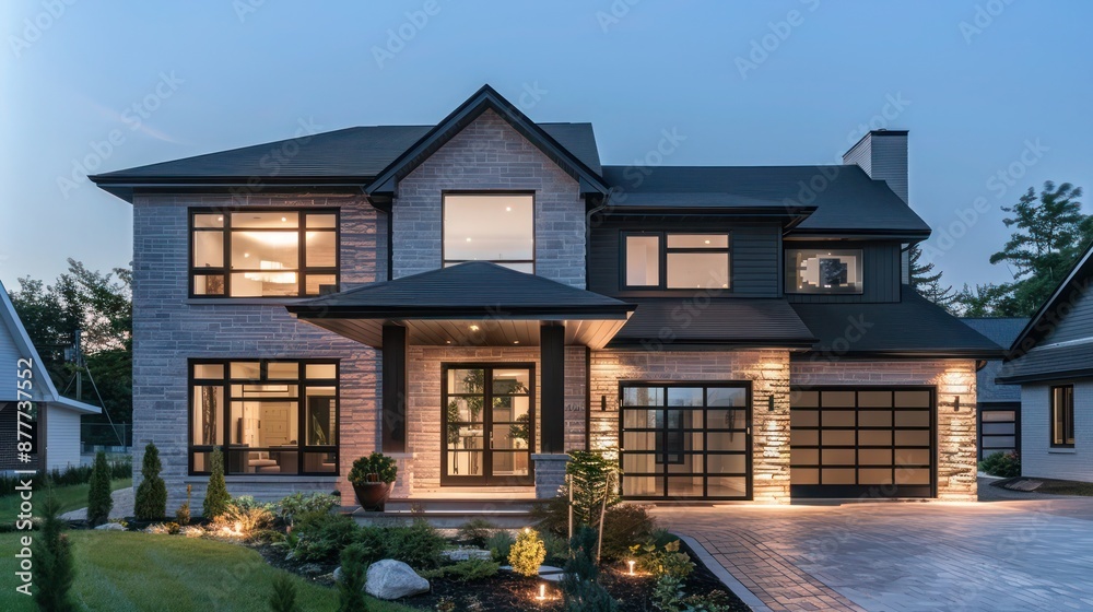 suburban house with a modern twist on traditional architecture ...