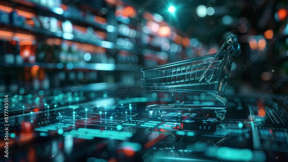 Artificial Intelligence in Retail concept, featuring a high-tech ...
