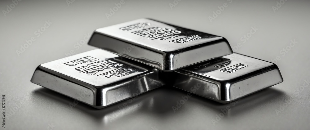 pile of silver bars on plain white background for banner background ...