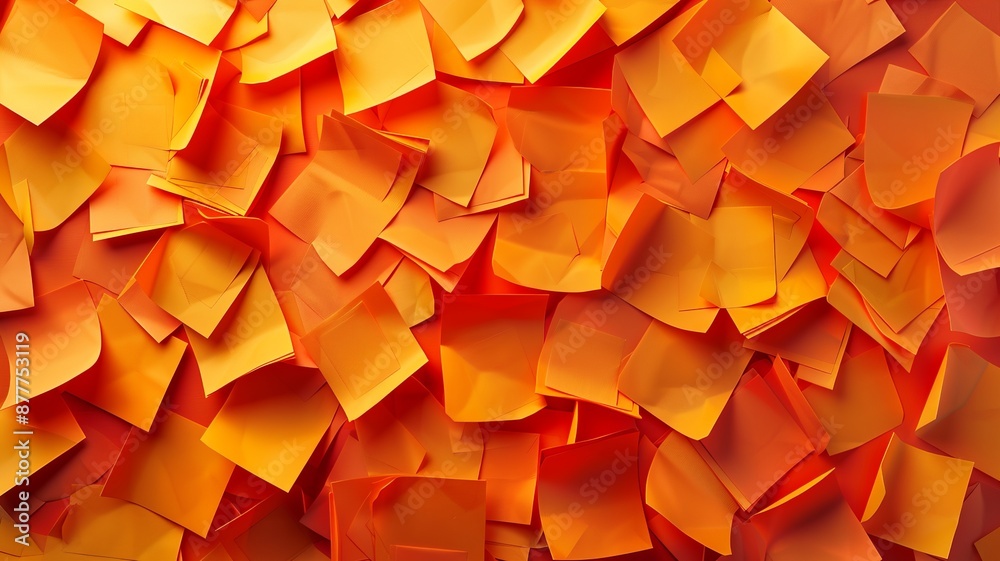 Discover a cluster of orange sticky post-it notes with diverse shades ...