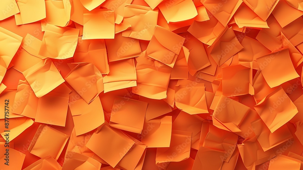 Discover a cluster of orange sticky post-it notes with diverse shades ...