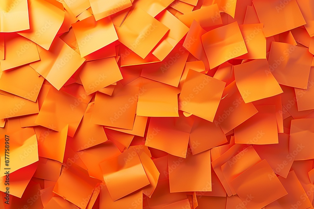 Discover a cluster of orange sticky post-it notes with diverse shades ...