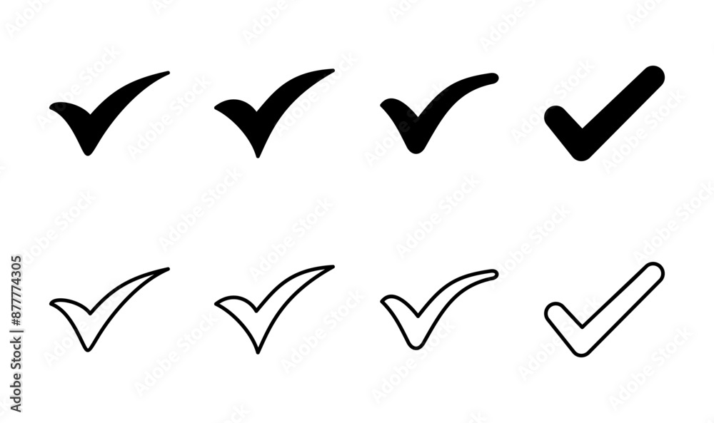 Check mark icon set. Check mark icon. Tick mark symbol vector Stock ...