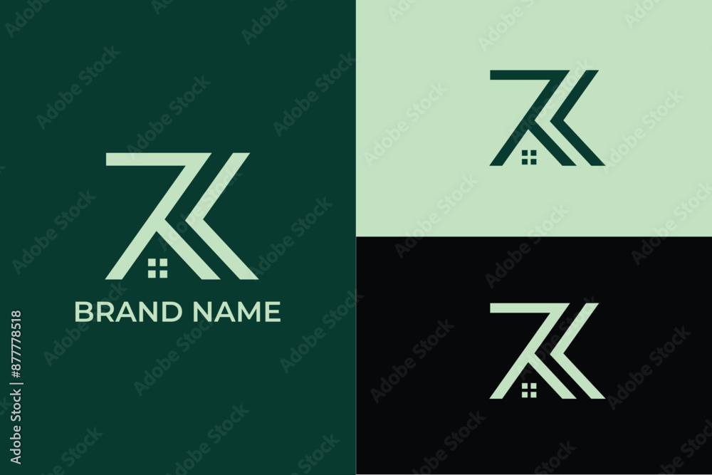 letter ZK home icon real estate abstract building logo, house ...
