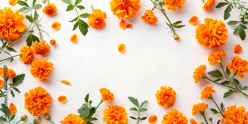 Marco hecho con flores de cempasúchil, para celebrar día de muertos ...