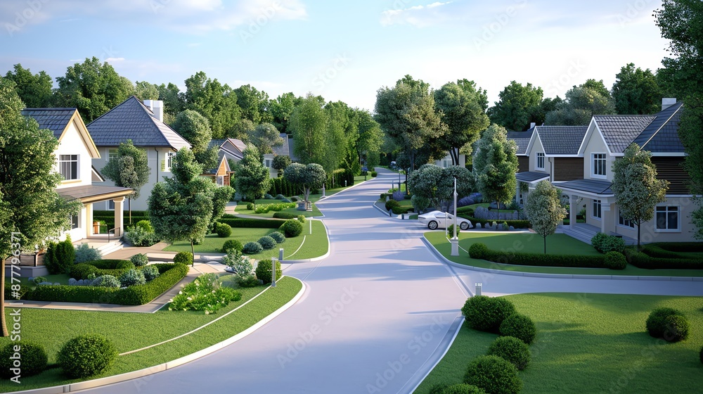 Civil layout of a suburban development with recreational areas and ...