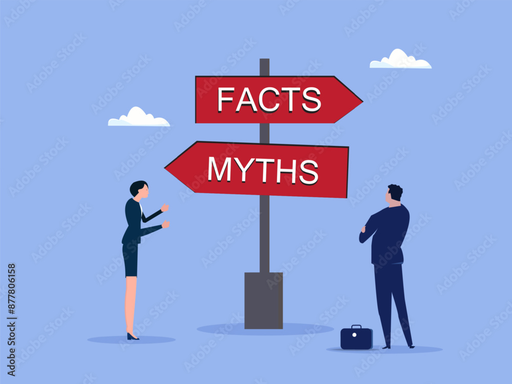 Fact vs Myth, truth or false information to make decision, belief or ...