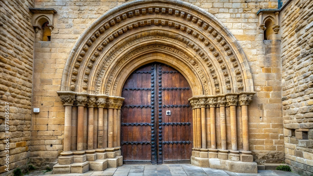 detalle de la puerta del cementerio, iglesia de .Nerín, .Edificio ...