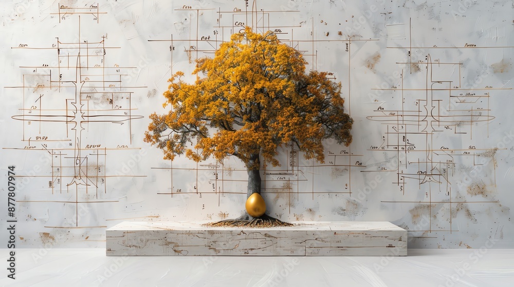 An oil painting of a golden seed, sprouting into a majestic tree ...