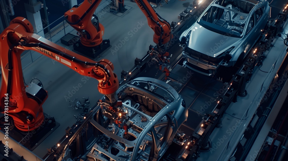 an autonomous factory with robotic manipulators that assemble cars on ...