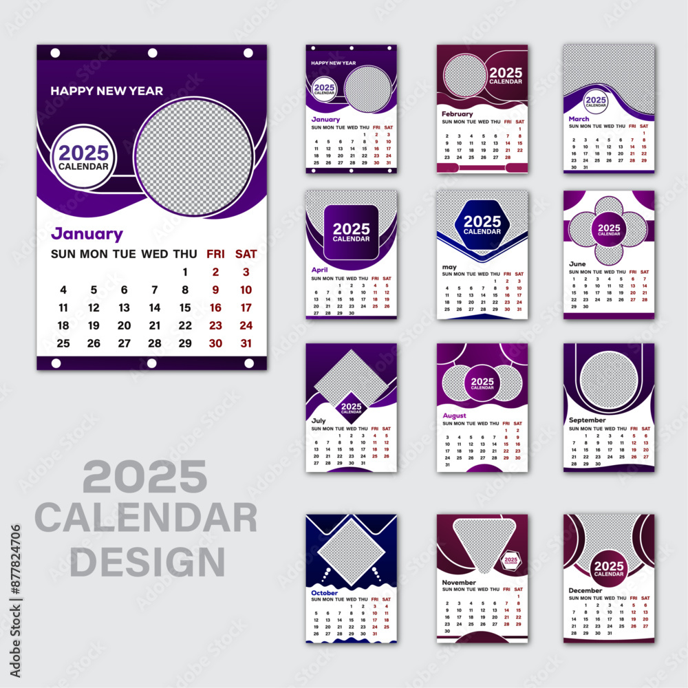 Creative desk calendar design 2025 template Wall Monthly Photo Calendar ...