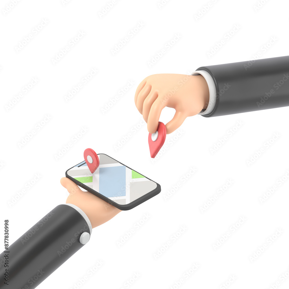 Transparent Backgrounds Mock-up. Isometric phone and GPS mobile ...