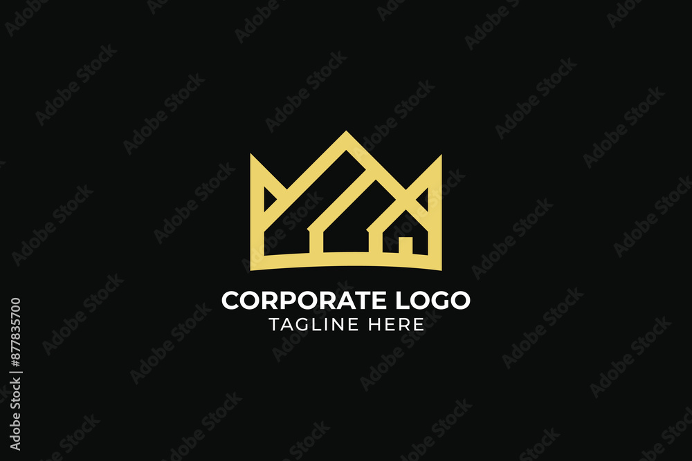 home icon and crown iconic royal king logo, king crown logo, home icon ...