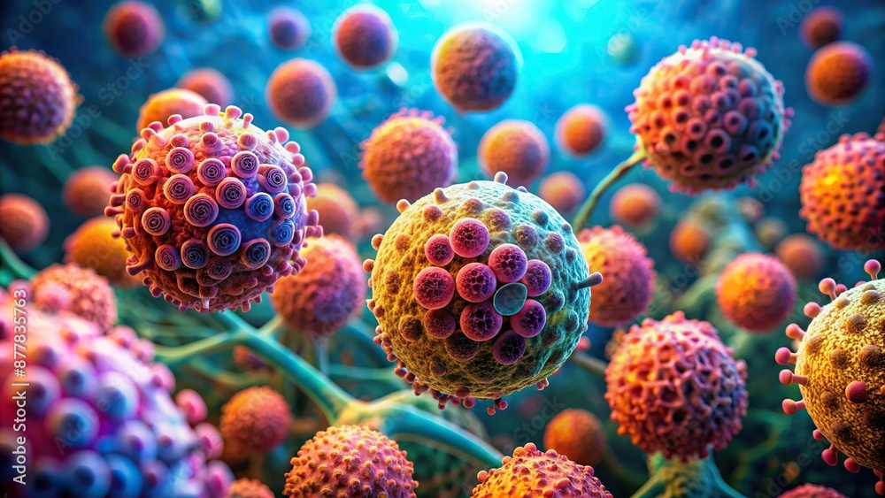 Molecular structure of cancer cells under microscope realistic macro ...