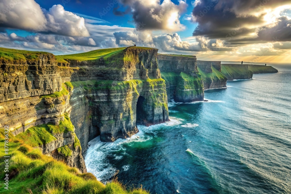 Scenic view of Cliffs of Moher one of the most popular tourist ...