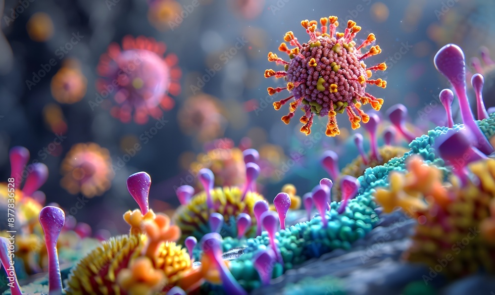 a digital artwork visualizing the immunological response to viral ...