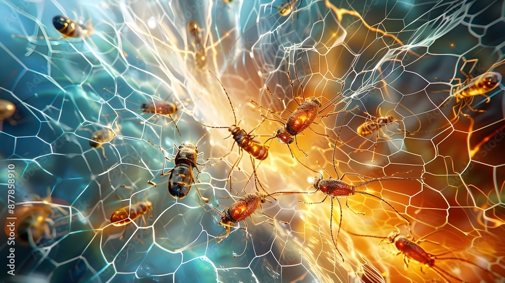 ภาพประกอบสต็อก Intricate Microscopic View of Net-Winged Beetles ...