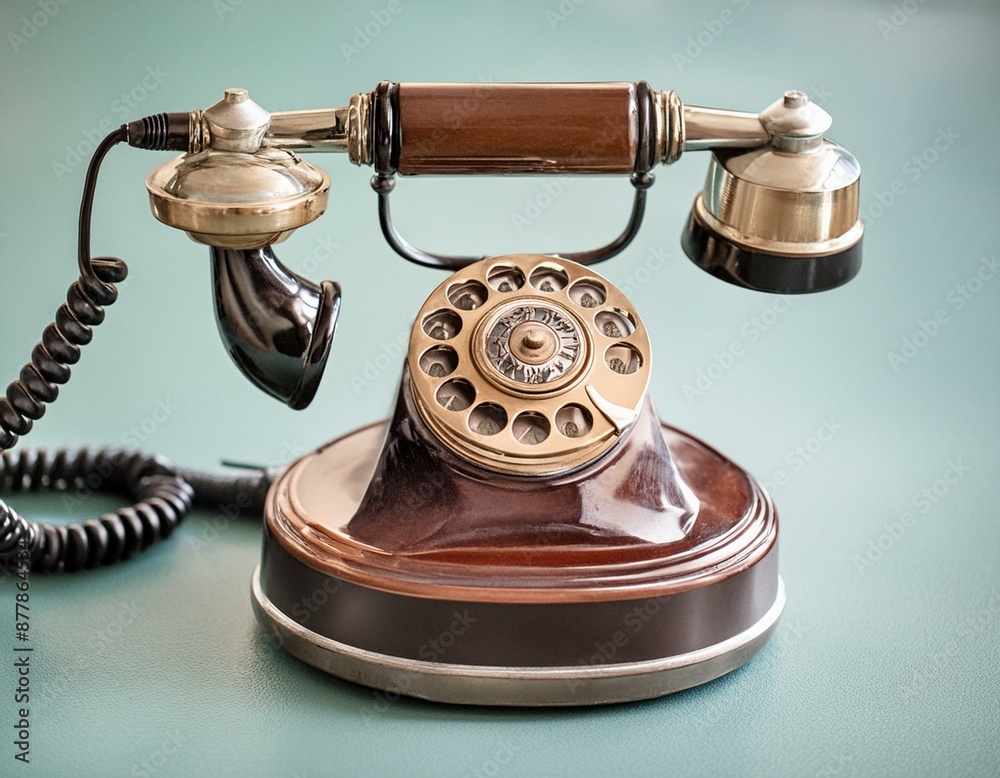 Vintage Rotary Dial Telephone: A close-up of an old-fashioned rotary ...