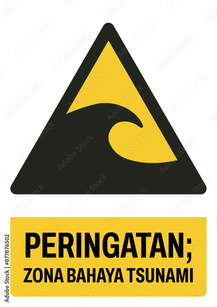 ISO warning safety signs in indonesian_peringatan; zona bahaya tsunami ...