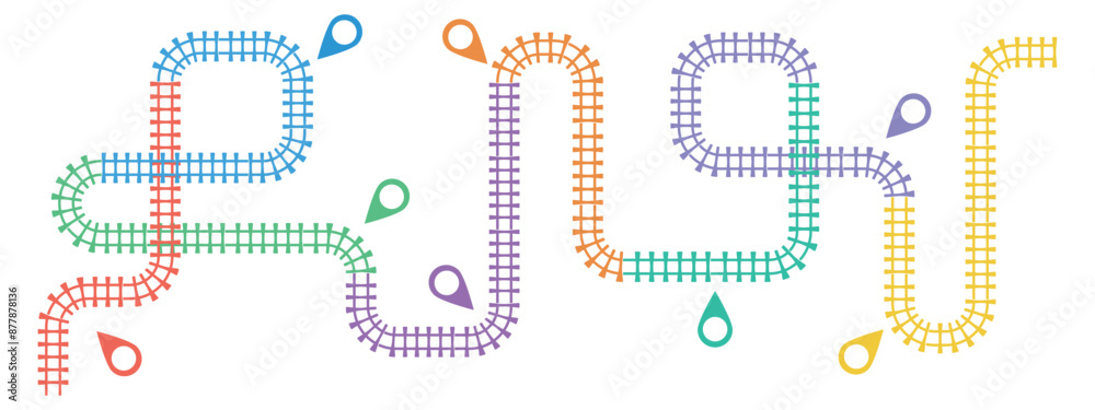 Railroad tracks infographic. Business template with 8 options or steps ...