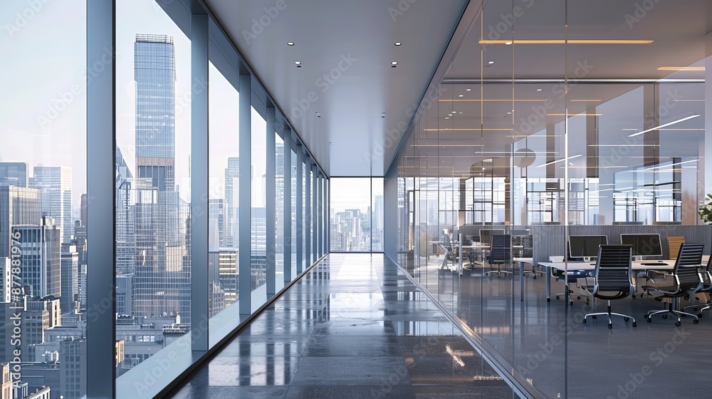 High-rise buildings dominate the office area skyline, reflecting modern ...