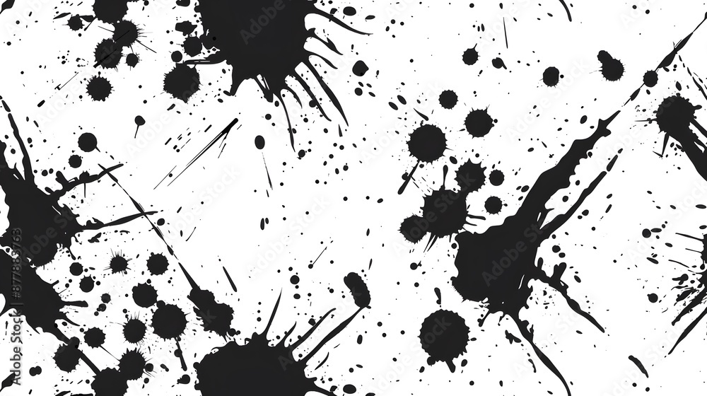 Splash vector seamless pattern. Black spots on white backdrop. Stock ...
