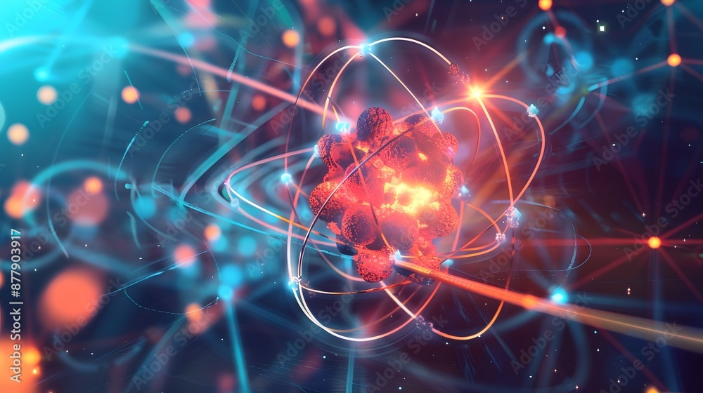 Colorful Atom Model With Dynamic Electron Orbits Representation Of An