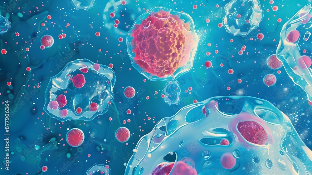 healthy human cell and malignant human body caused by carcinogens and ...