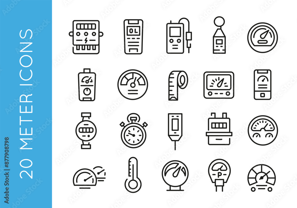 Vetor de Meter icons. Set of 20 meter trendy minimal icons. Example ...