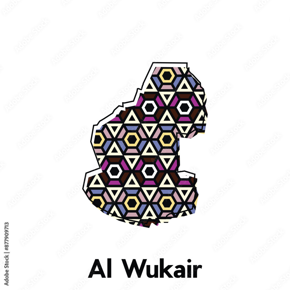 Vetor de map City of Al Wukair vector, national borders and important ...