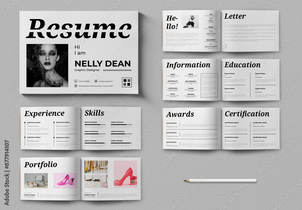 Resume Booklet Template Layout Stock Template | Adobe Stock