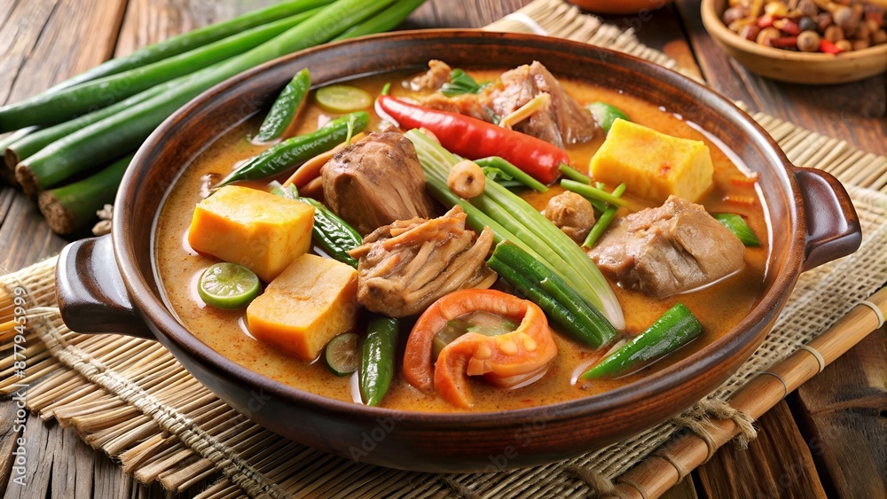 kare kare; a mix of ox tail and tripe with vegetables like eggplant ...