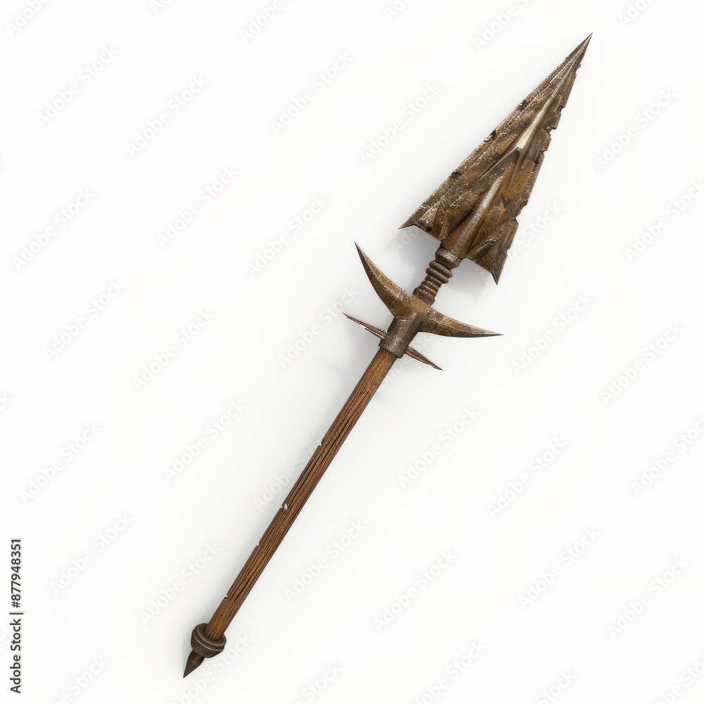 3D Render, Low Poly style of a Mesolithic harpoon with barbed tip, on ...