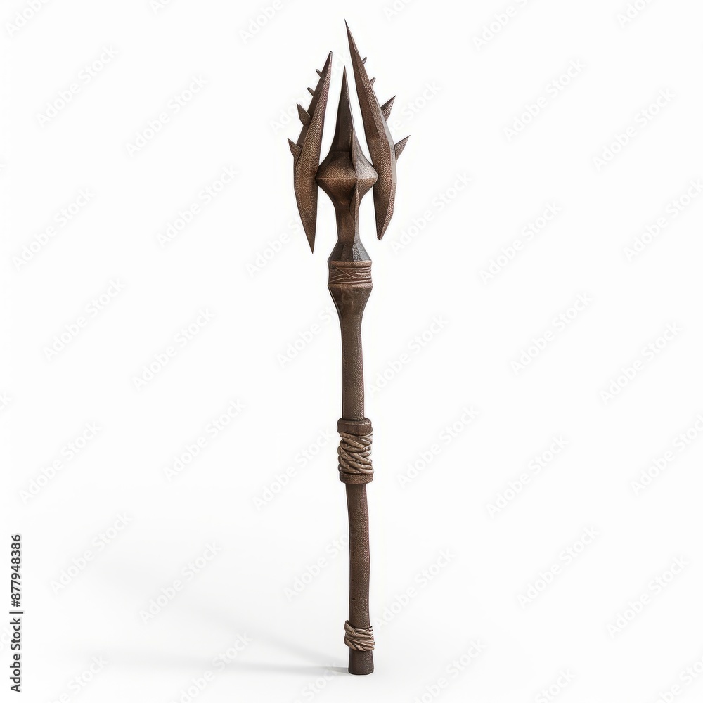 3D Render, Low Poly style of a Mesolithic harpoon with barbed tip, on ...