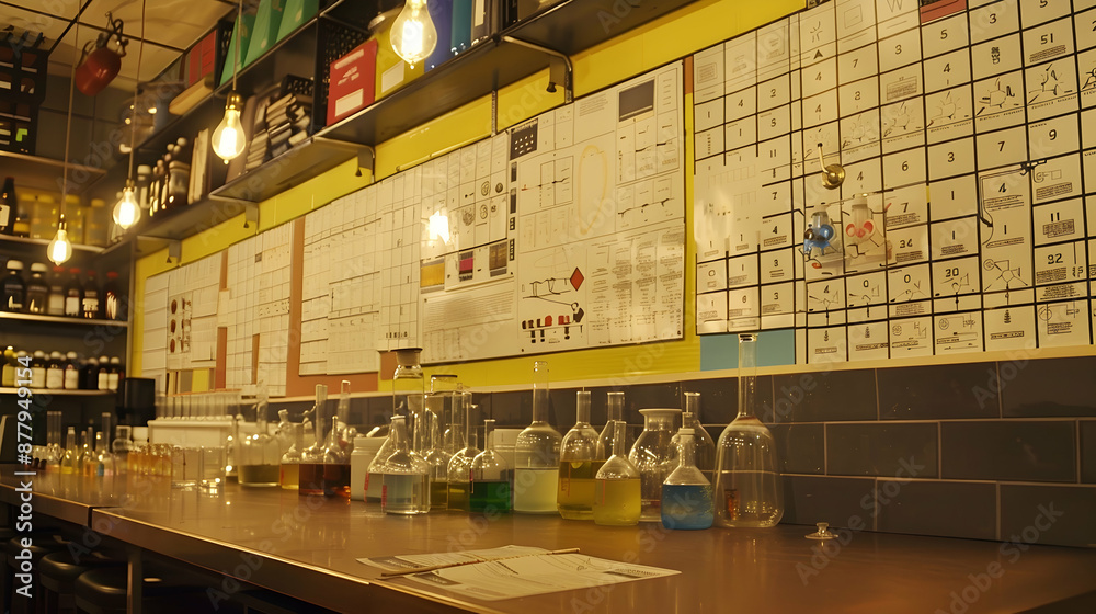Foto de Chemist's Lab Wall: Covered in periodic tables, chemical ...