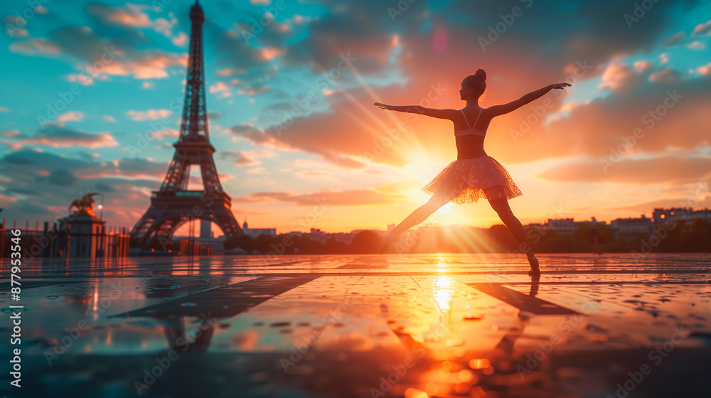 artistic dancer in Paris at the Eiffel Tower Olympic Games 2024 Stock ...