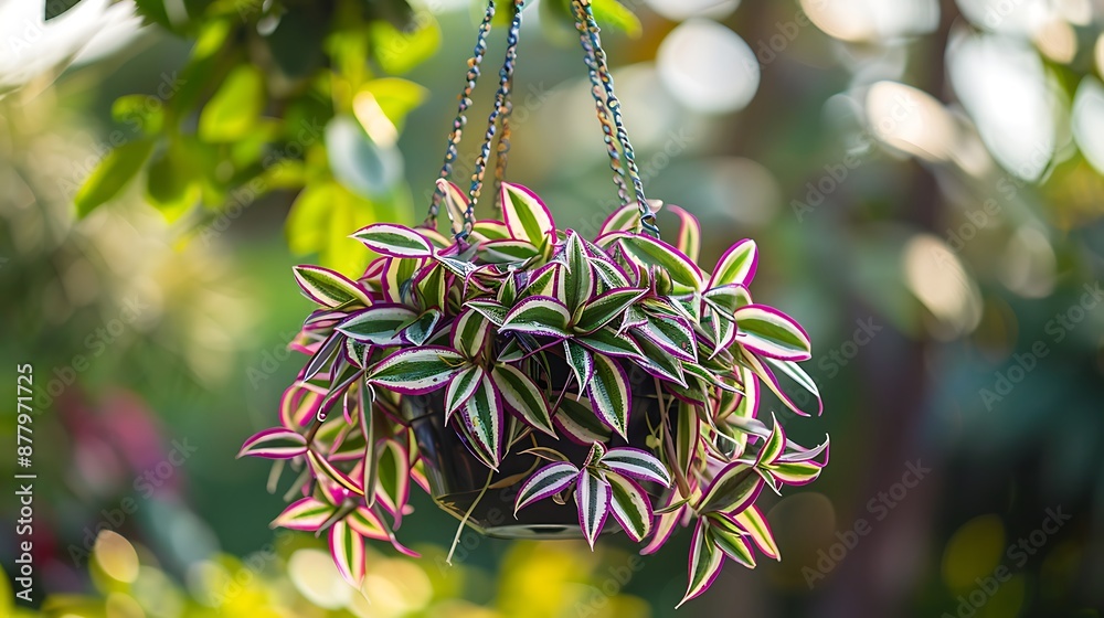Tradescantia zebrina also known as wandering Jew plant in a hanging ...