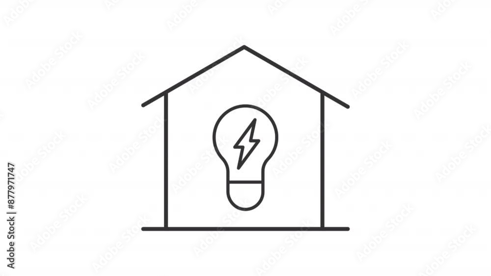 House electricity line animation. Home electrification animated icon ...